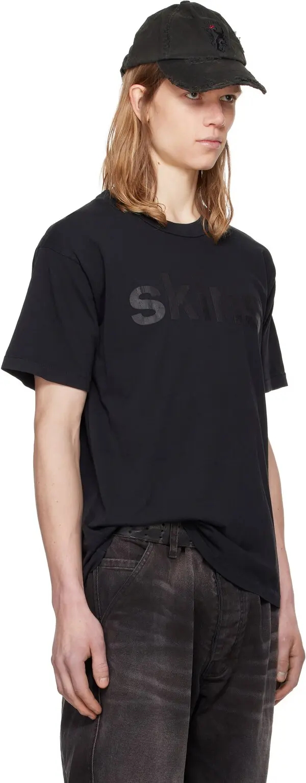 Alexander Digenova Black Crewneck 'Skins' T-Shirt - Washed Black